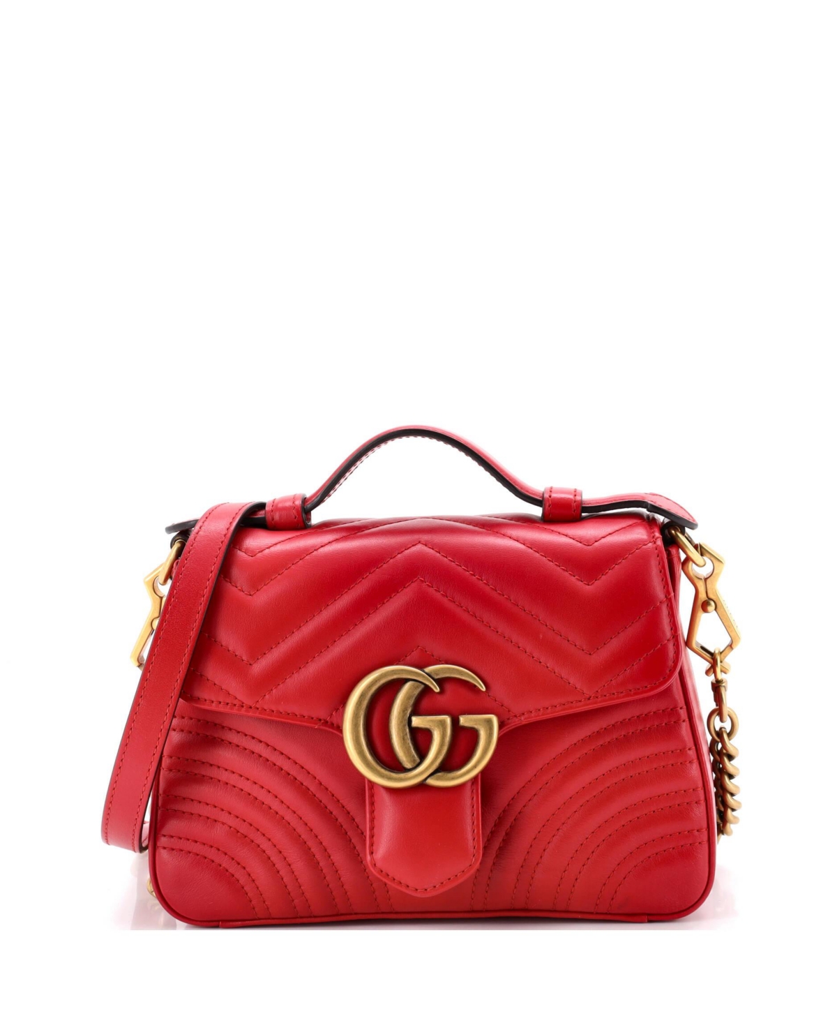 Click here for Pre-Owned Gucci Mini Gg Marmont Top Handle Flap Ba... prices