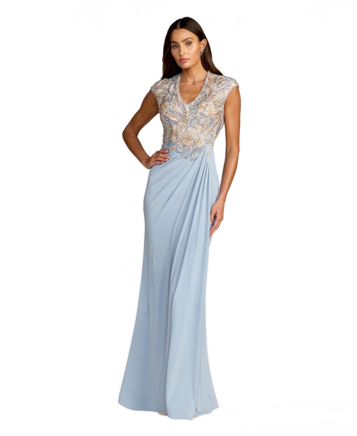 Click here for Mac Duggal Womens Beaded V-Neck Evening Gown with... prices