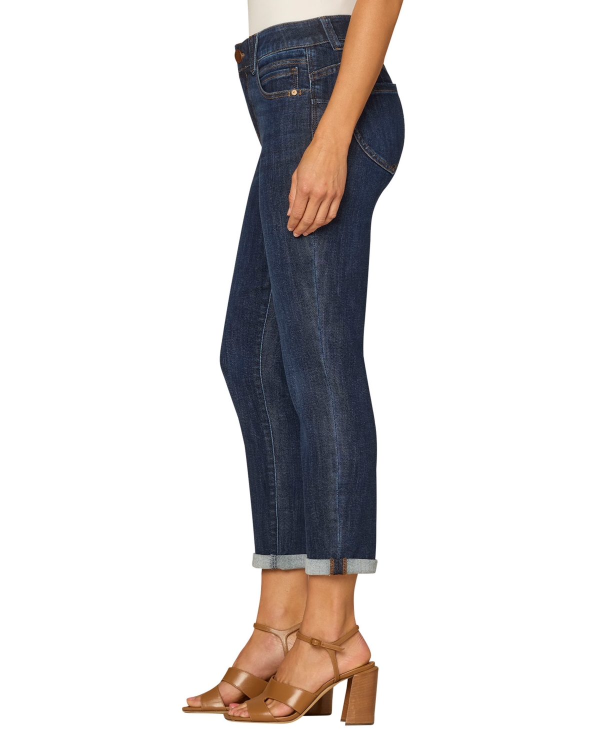 Democracy Petite Mid Rise Ankle Length Jeans - Mid Blue