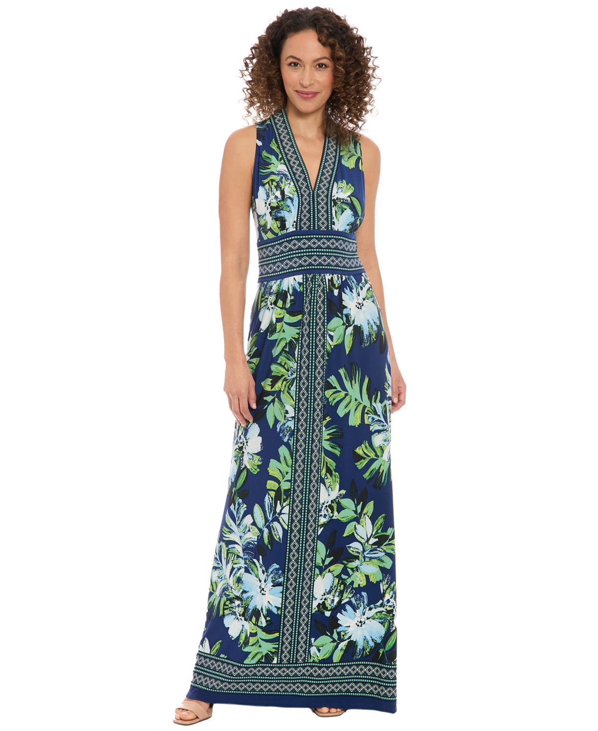 Click here for London Times Womens V-Neck Maxi Dress - NAVY/GREEN prices