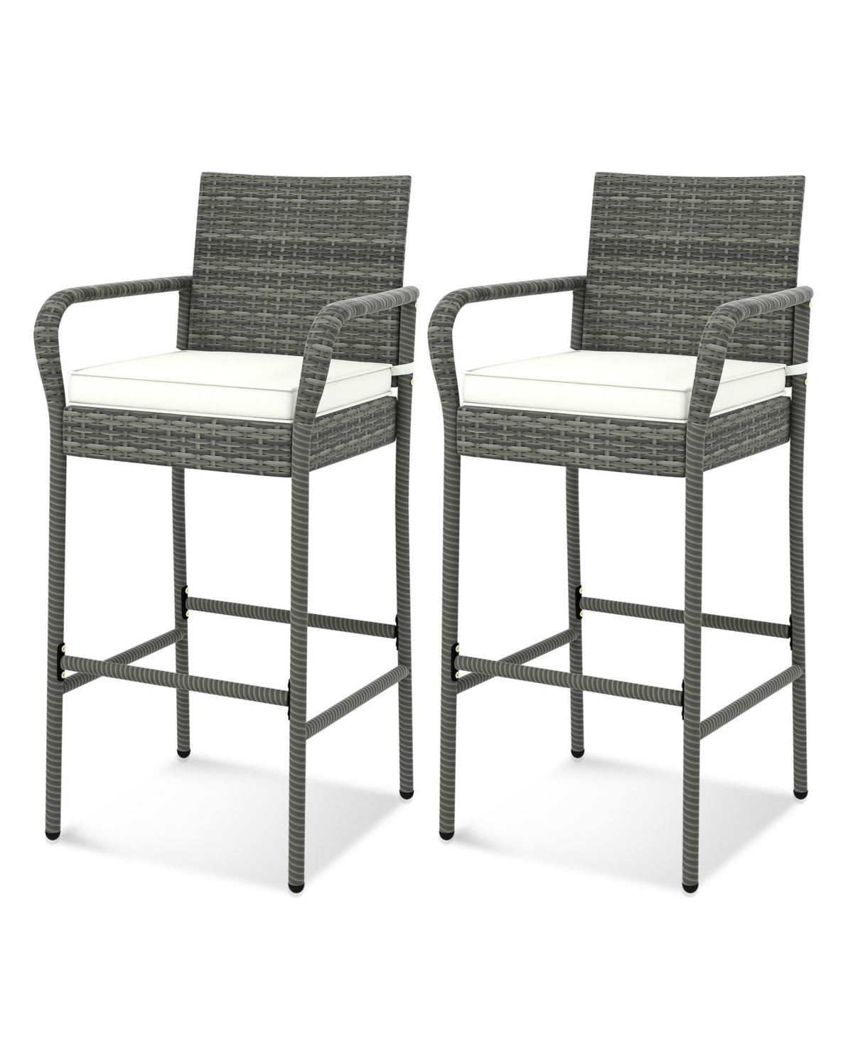 Click here for Sugift Patio Wicker Bar Stools with Armrests and C... prices