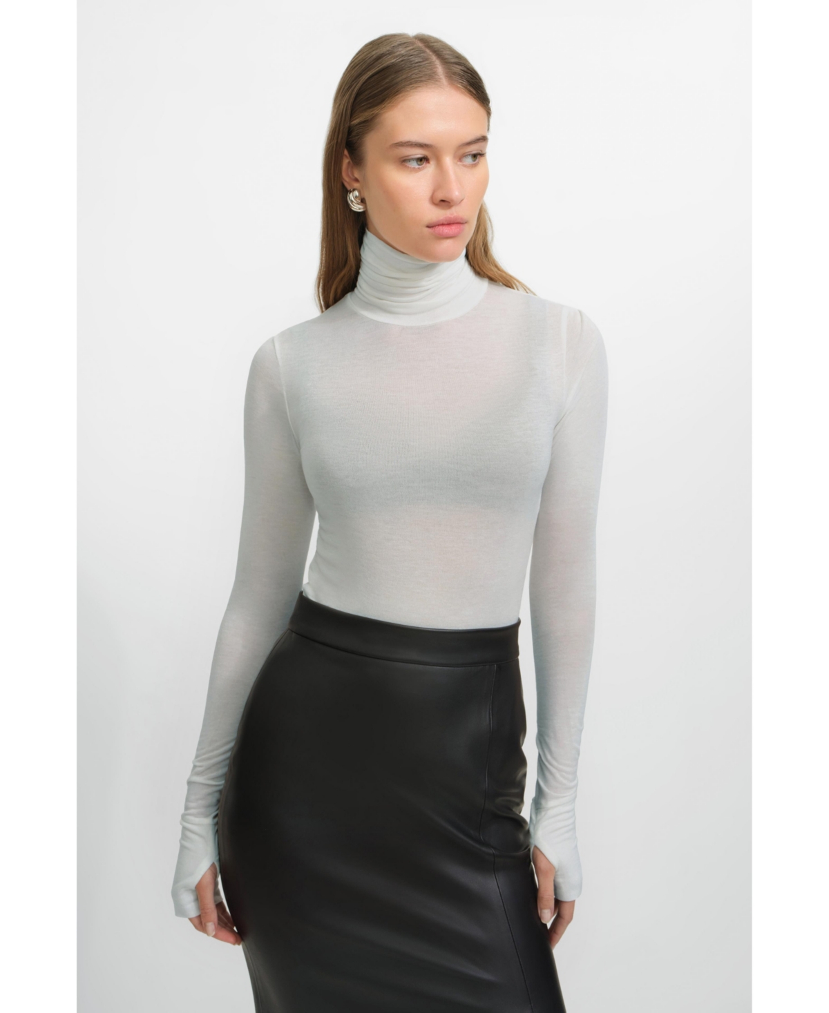 Click here for Marcella Womens Eloise Sheer Turtleneck - Mist prices