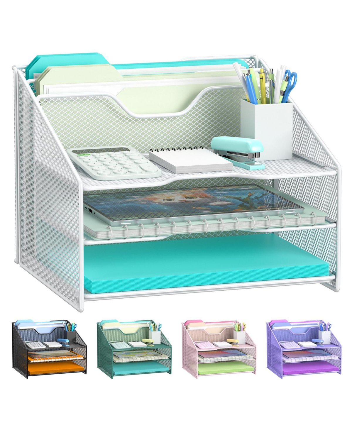 Click here for Gnuadz Mesh Desk File Organizer 3 Trays 2 Upright... prices