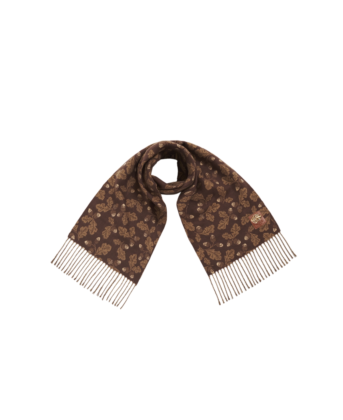 Click here for Fable England Chocolate Acorn Jacquard Scarf - Car... prices