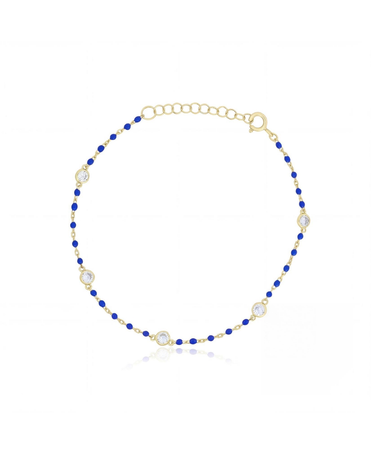 Click here for The Lovery Dark Enamel Bead Cz Chain Bracelet 14K... prices