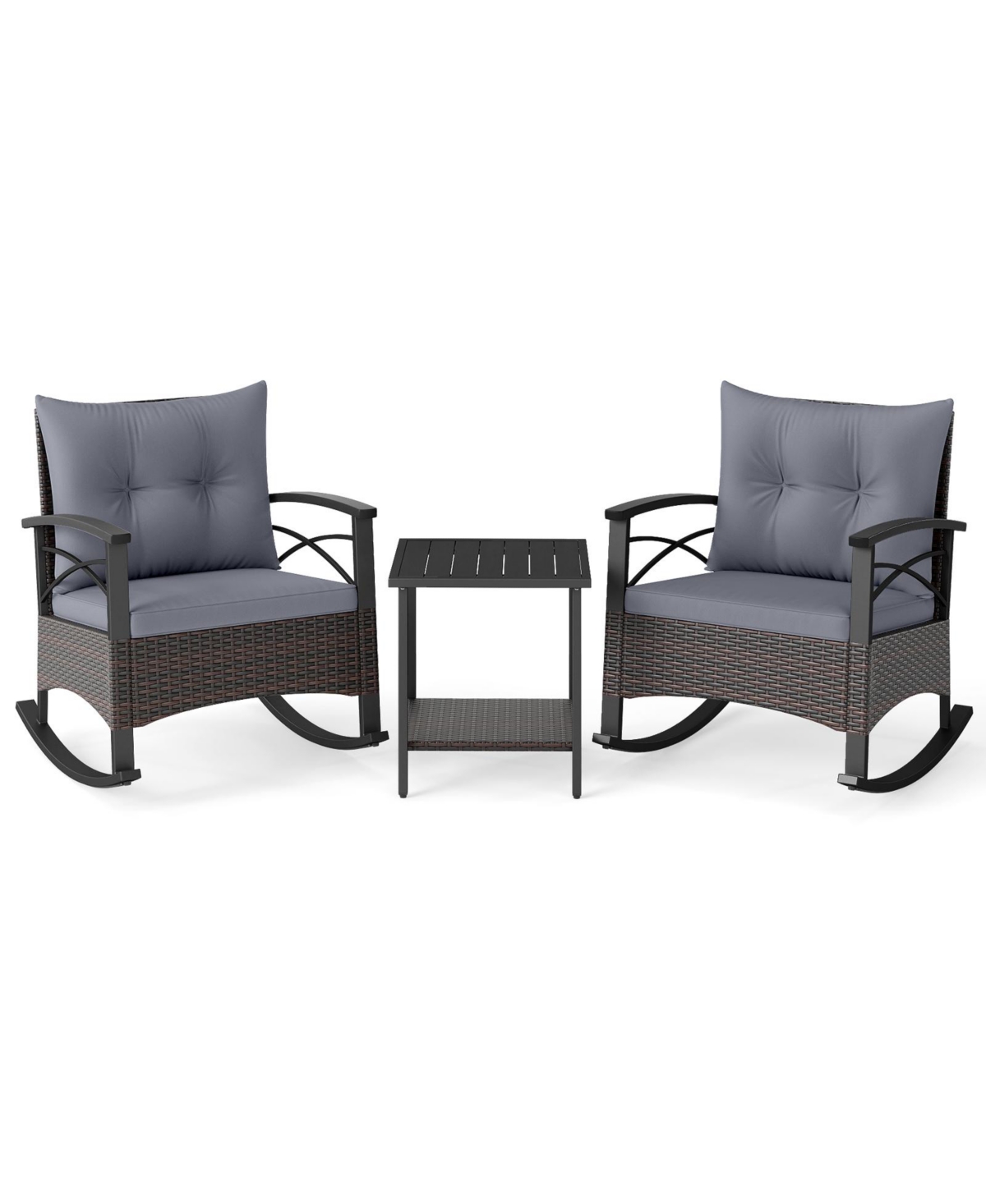 Click here for Gouun 3-Piece Outdoor Rocking Wicker Bistro Set wi... prices