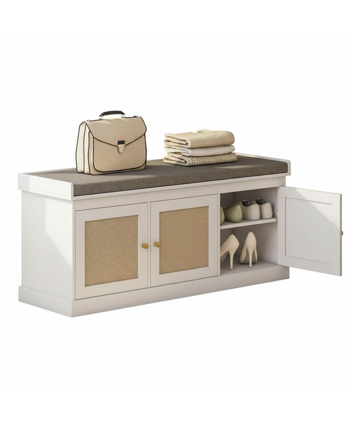 Click here for Yigii Shoe Bench Woven Rattan Doors Storage Cushio... prices