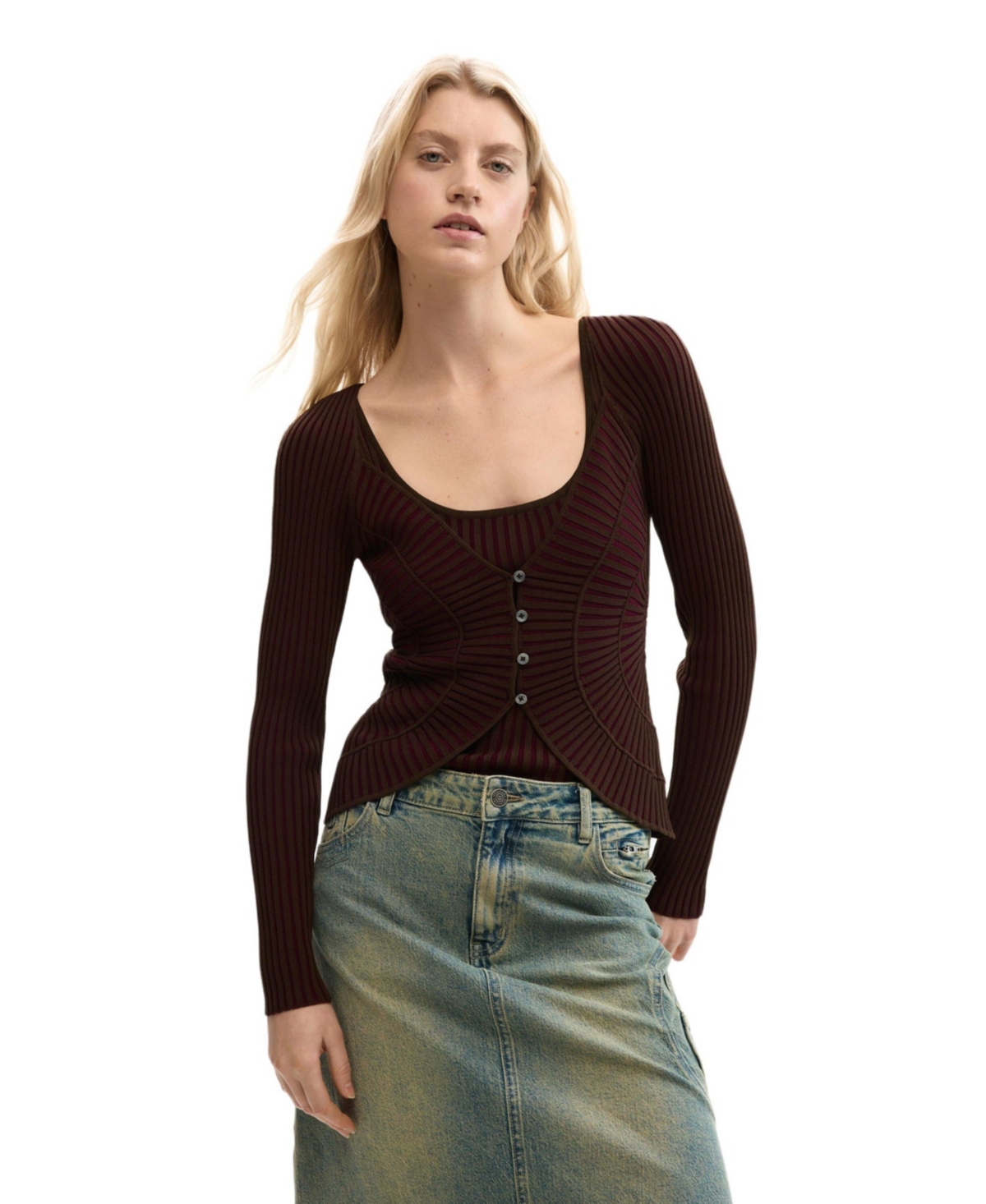 Click here for Desigual Womens Fine Knit Sweater With Buttons - B... prices