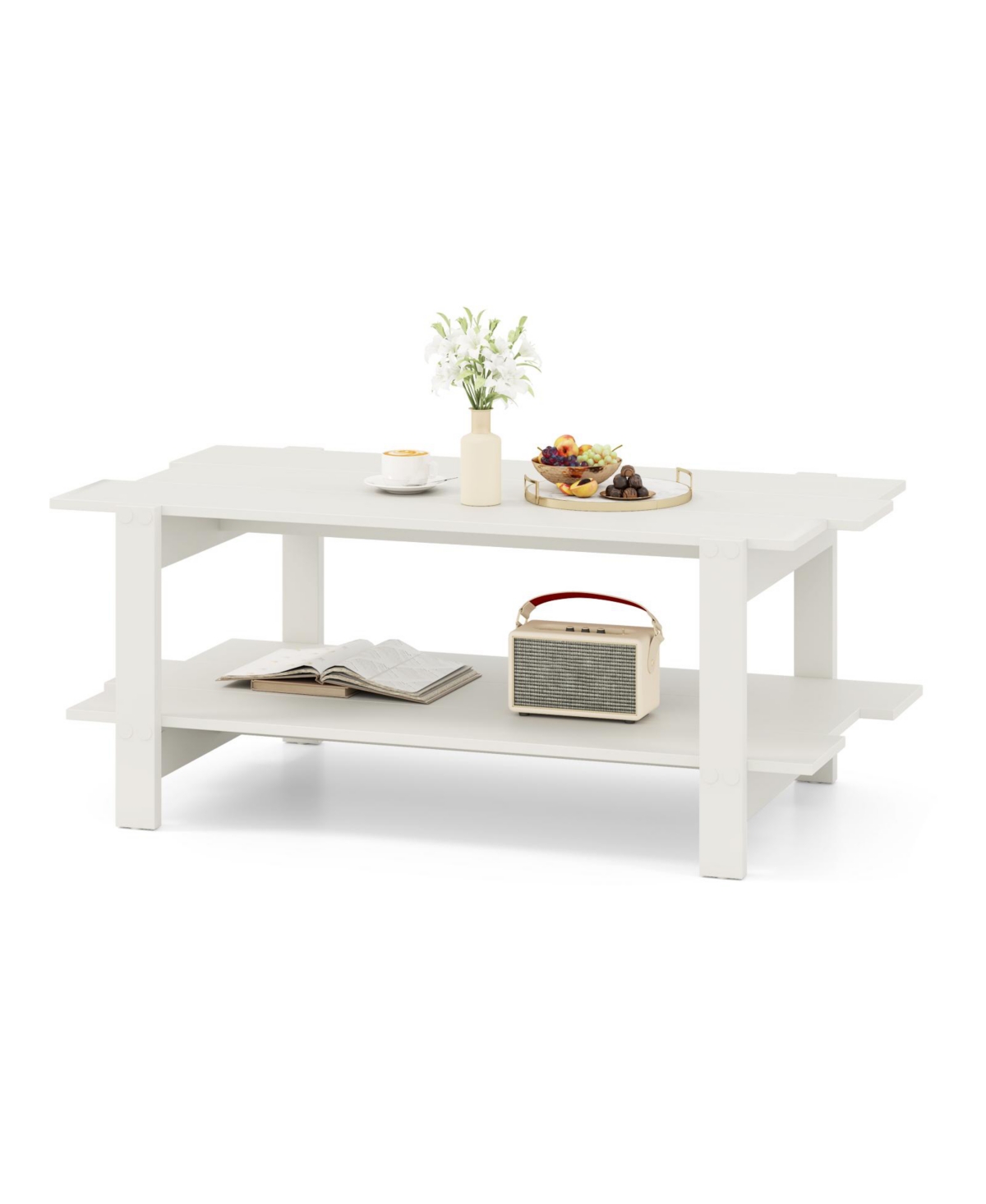 Click here for Slickblue 2 Tier Wood Coffee Table Slatted Design... prices