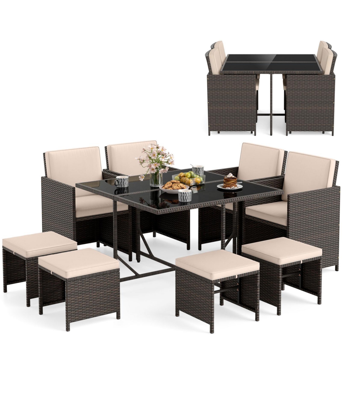 Click here for Gymax Set Of 9 Patio Dining Set with Tempered Glas... prices
