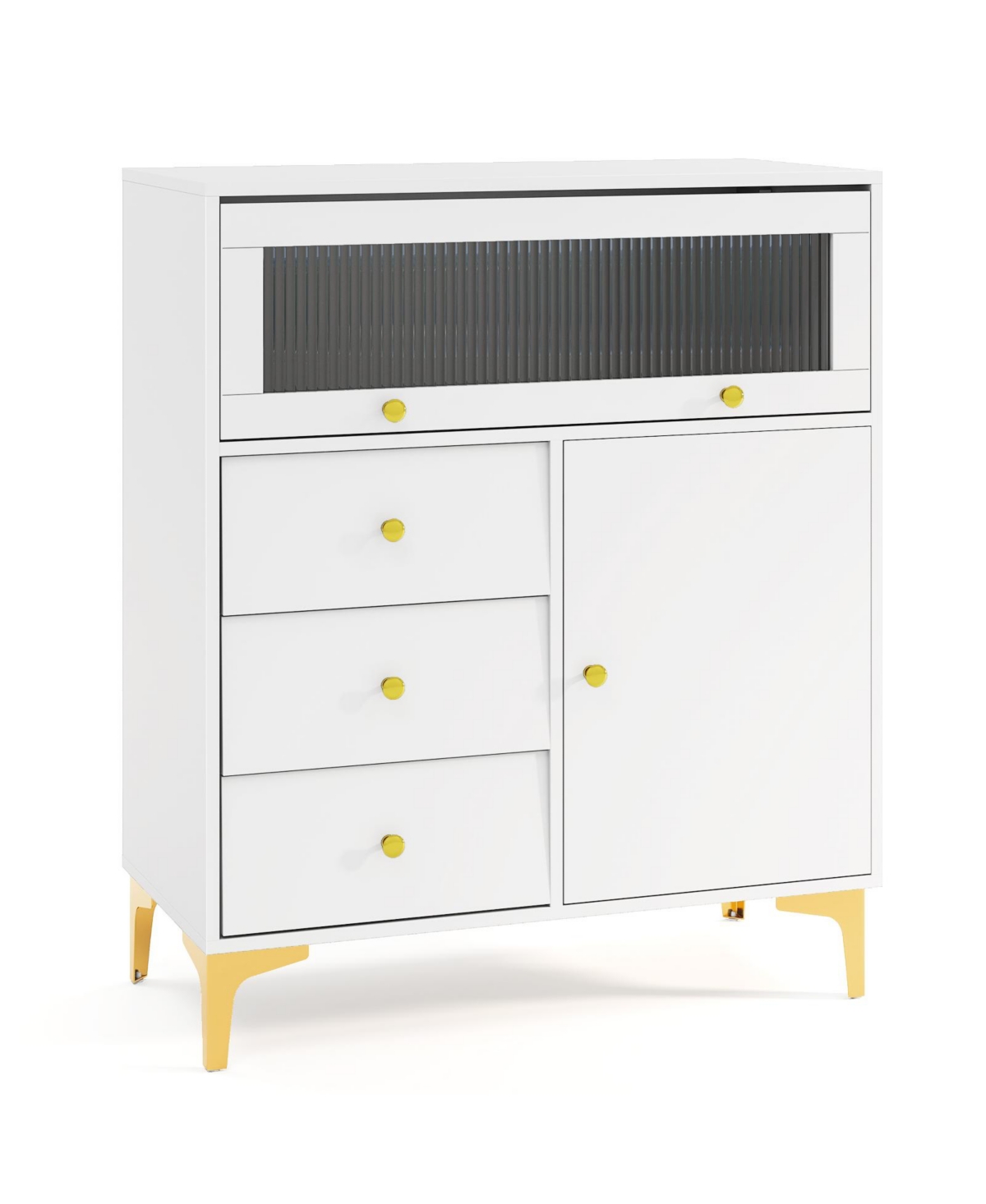 Click here for Sugift Chest of Drawers with Fluted Glass Door and... prices