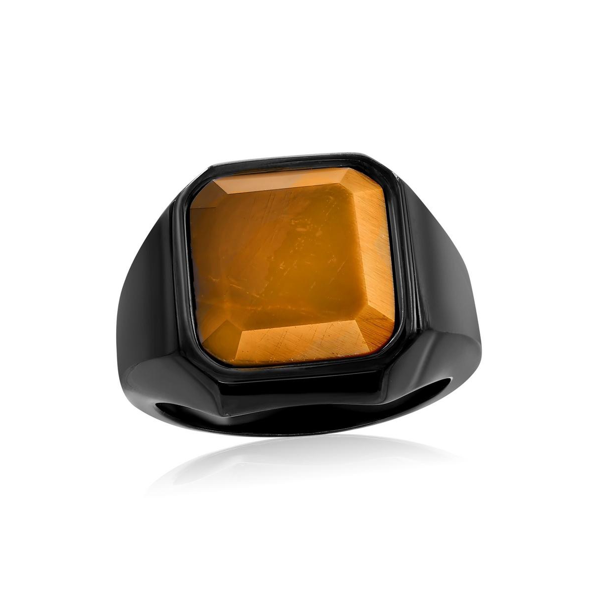 Click here for Metallo Stainless Steel Square Tiger Eye Ring - Ti... prices