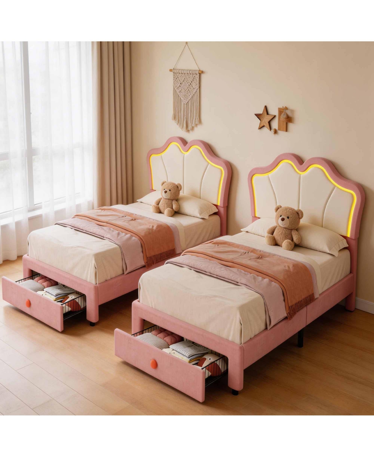 Click here for Homfan Set of 2 Dreamy Velvet Platform Bed Set wit... prices