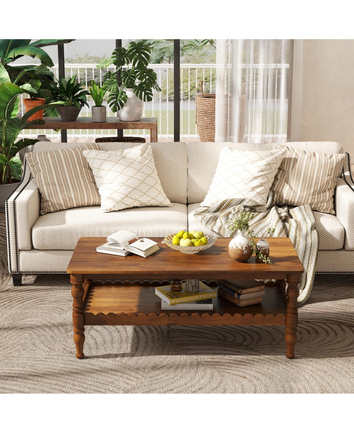 Click here for Rainsken Rectangle Coffee Table  Solid Wood Center... prices