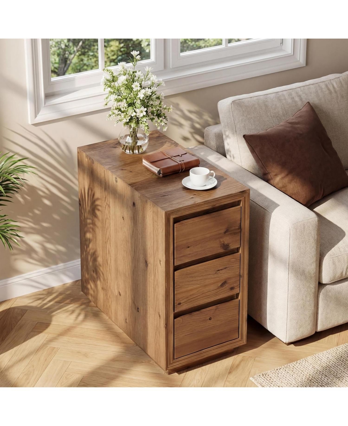 Click here for Tribesigns Solid Wood Nightstand with 3-Drawers  S... prices