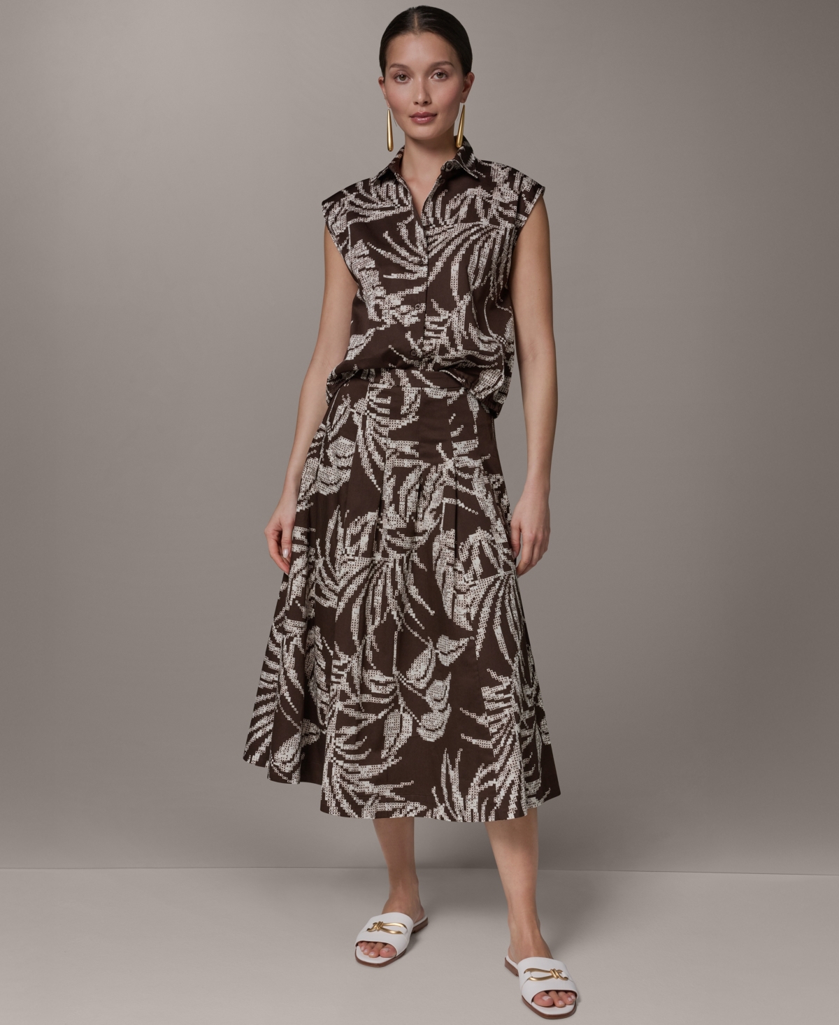 Click here for Donna Karan New York Petite Collared Printed Top -... prices