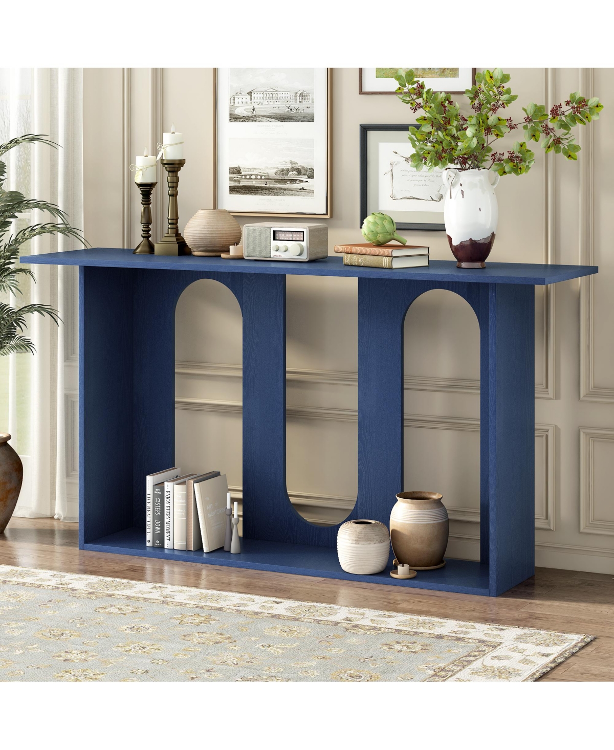 Click here for Flynama Modern Curved Ash Veneer Console Table Wit... prices