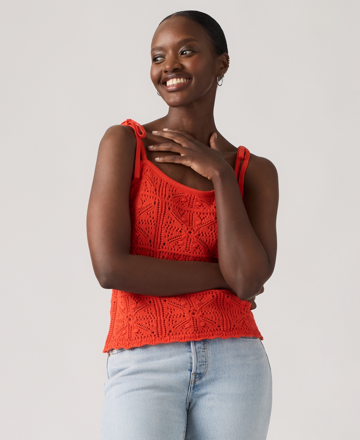 Click here for Levis Womens Abbey Tie-Shoulder Crochet Tank Top -... prices