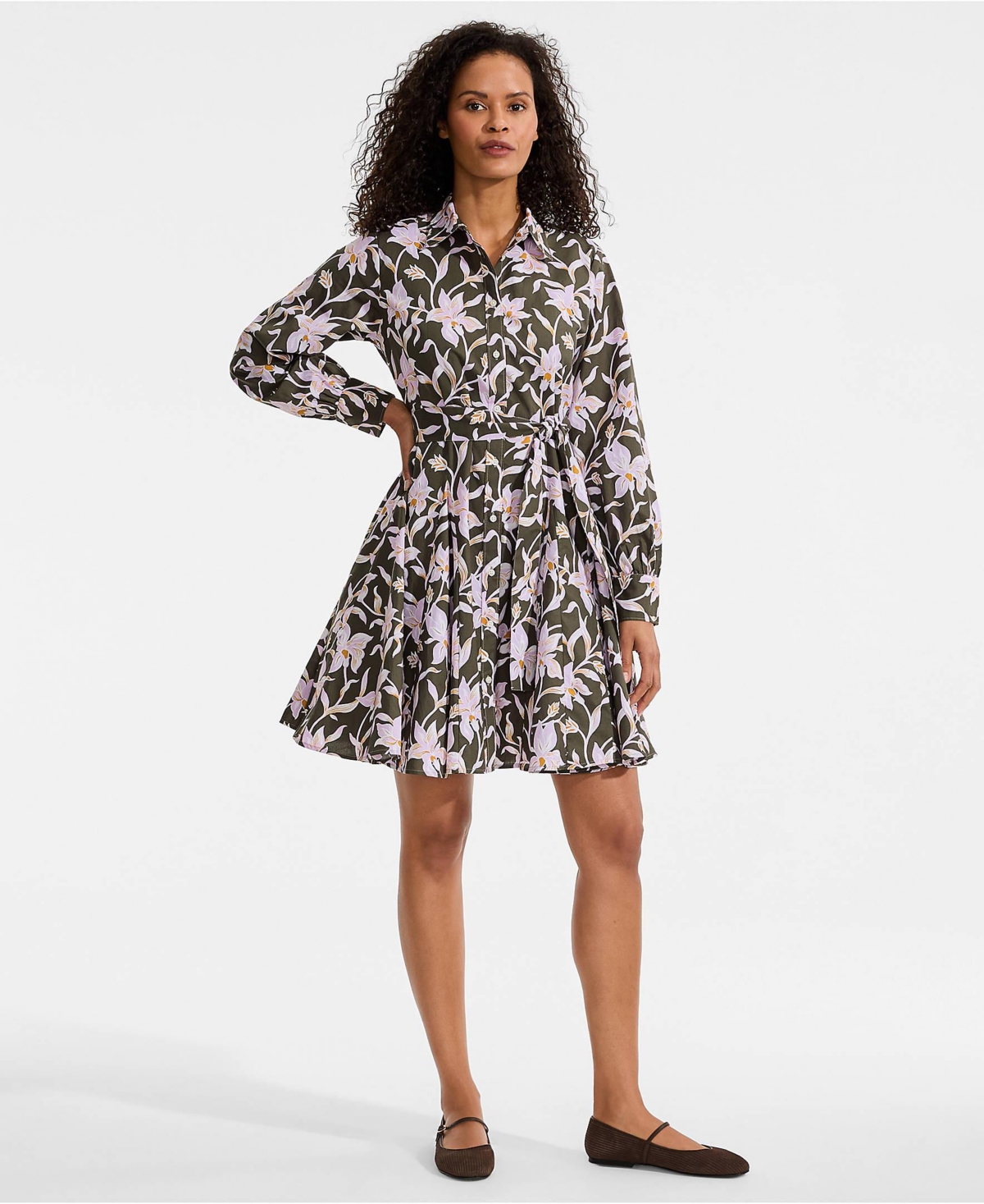 Click here for Lands End Womens Poplin Button Front Dress with Go... prices