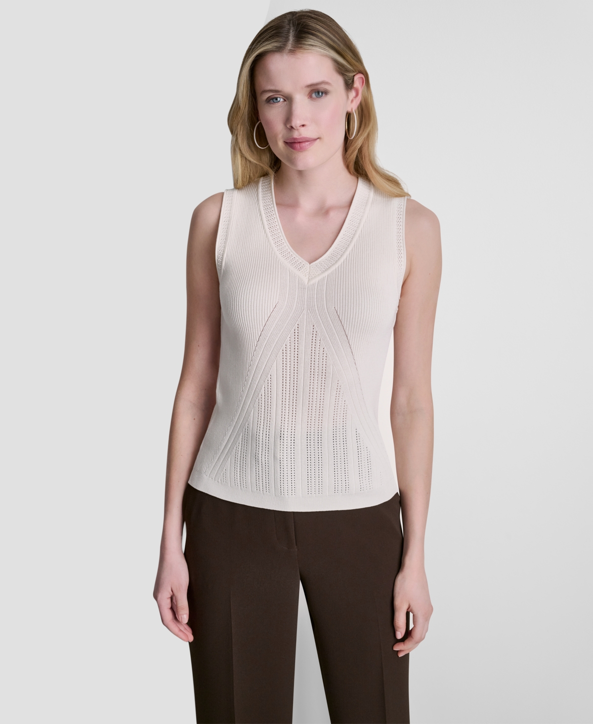 Click here for Dkny Womens Sleeveless V-Neck Sweater - Coconut prices