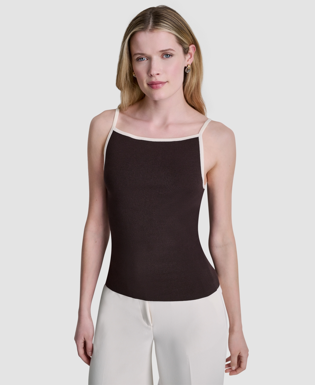 Click here for Dkny Womens Spaghetti Straps Square Neck Top - Tob... prices