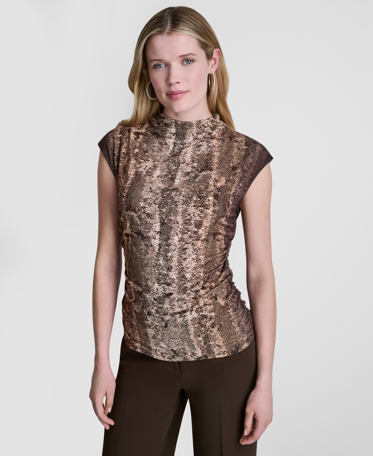 Click here for Dkny Womens Sleeveless Funnel Neck Top - Mojave/to... prices