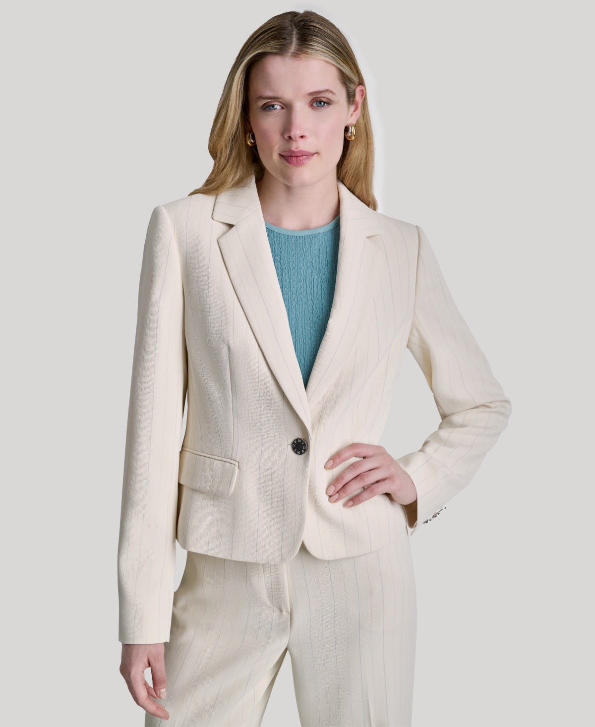 Click here for Dkny Womens Long-Sleeve Cropped Blazer - Coconut/c... prices