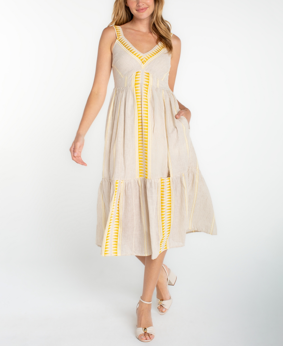 Click here for Liverpool Los Angeles Womens Striped V-Neck Midi D... prices