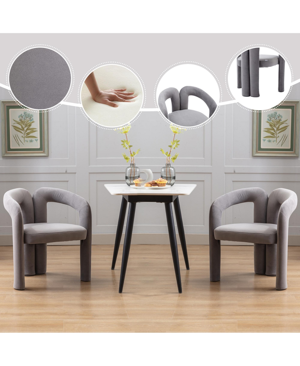 Click here for Rainsken Luxury Velvet Upholstered Barrel Chair Se... prices