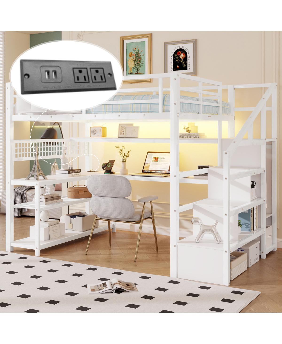 Click here for Streamdale Furniture Metal Loft Bed w/Stairs  Desk... prices