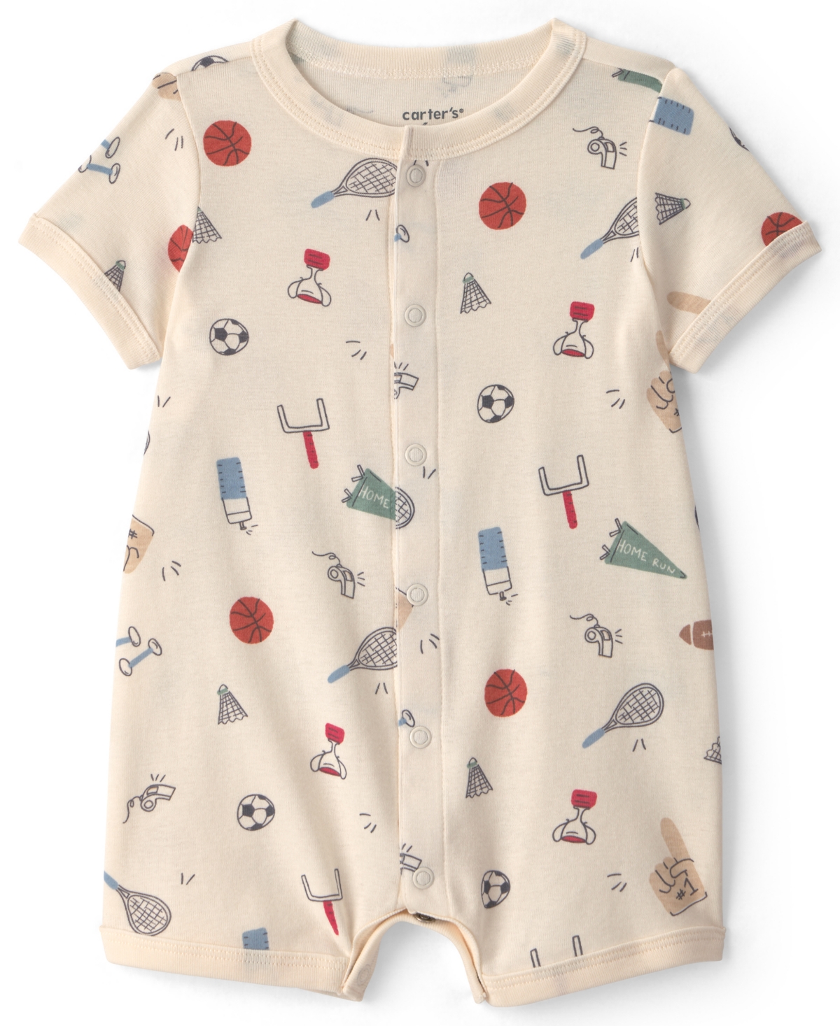 Click here for Carters Baby Boys Cotton Short-Sleeve Romper - Cre... prices