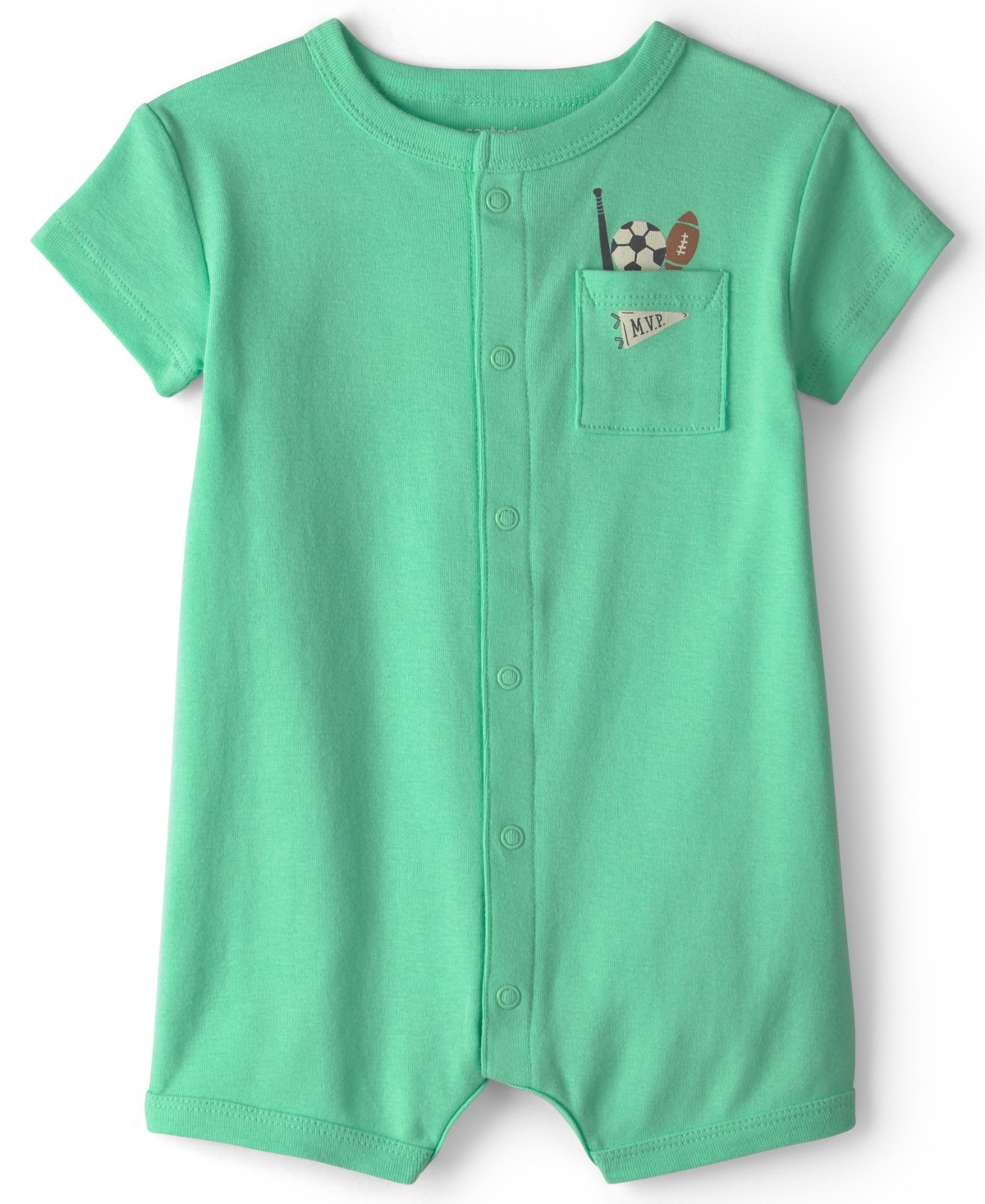 Click here for Carters Baby Boys Cotton Short-Sleeve Romper - Gre... prices