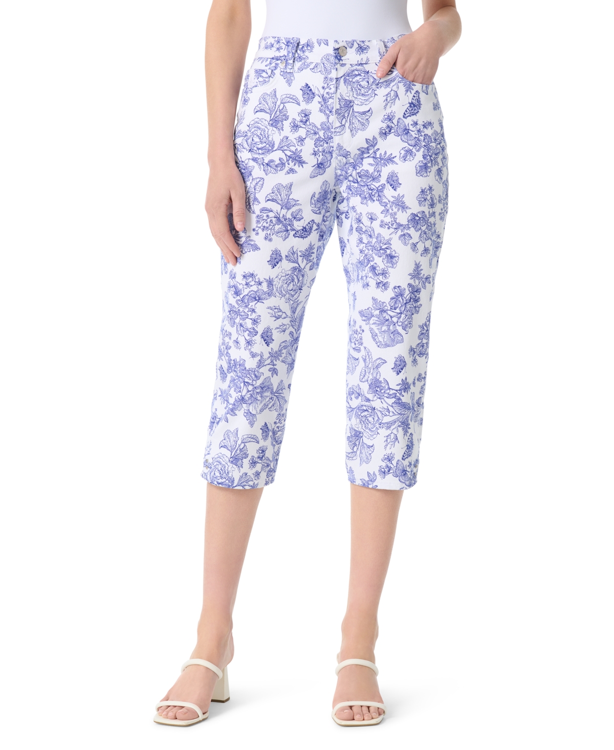Click here for Gloria Vanderbilt Womens High-Rise Floral-Print Ca... prices