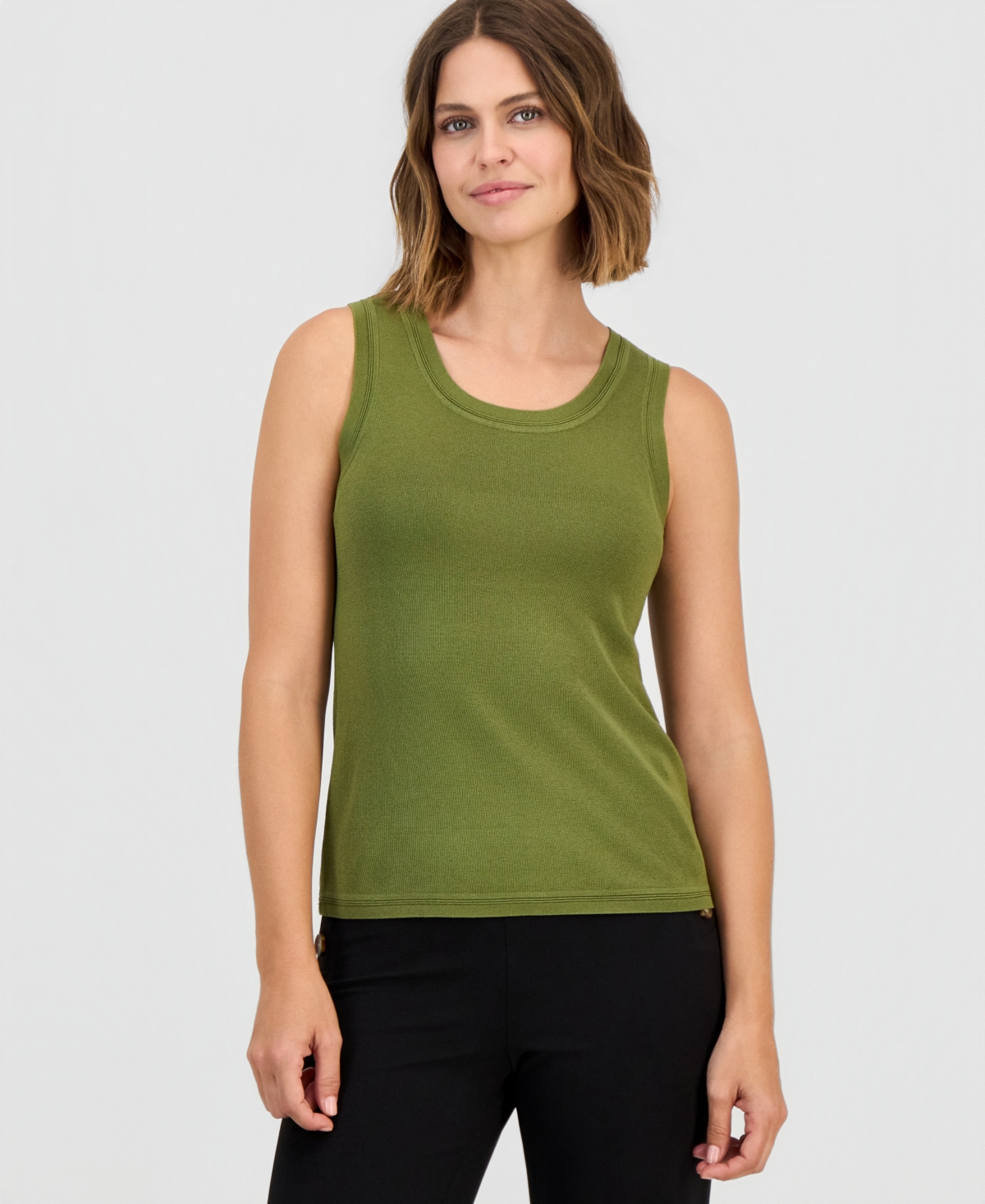Click here for Anne Klein Womens Scoop Neck Tank Top - Bay Leaf prices
