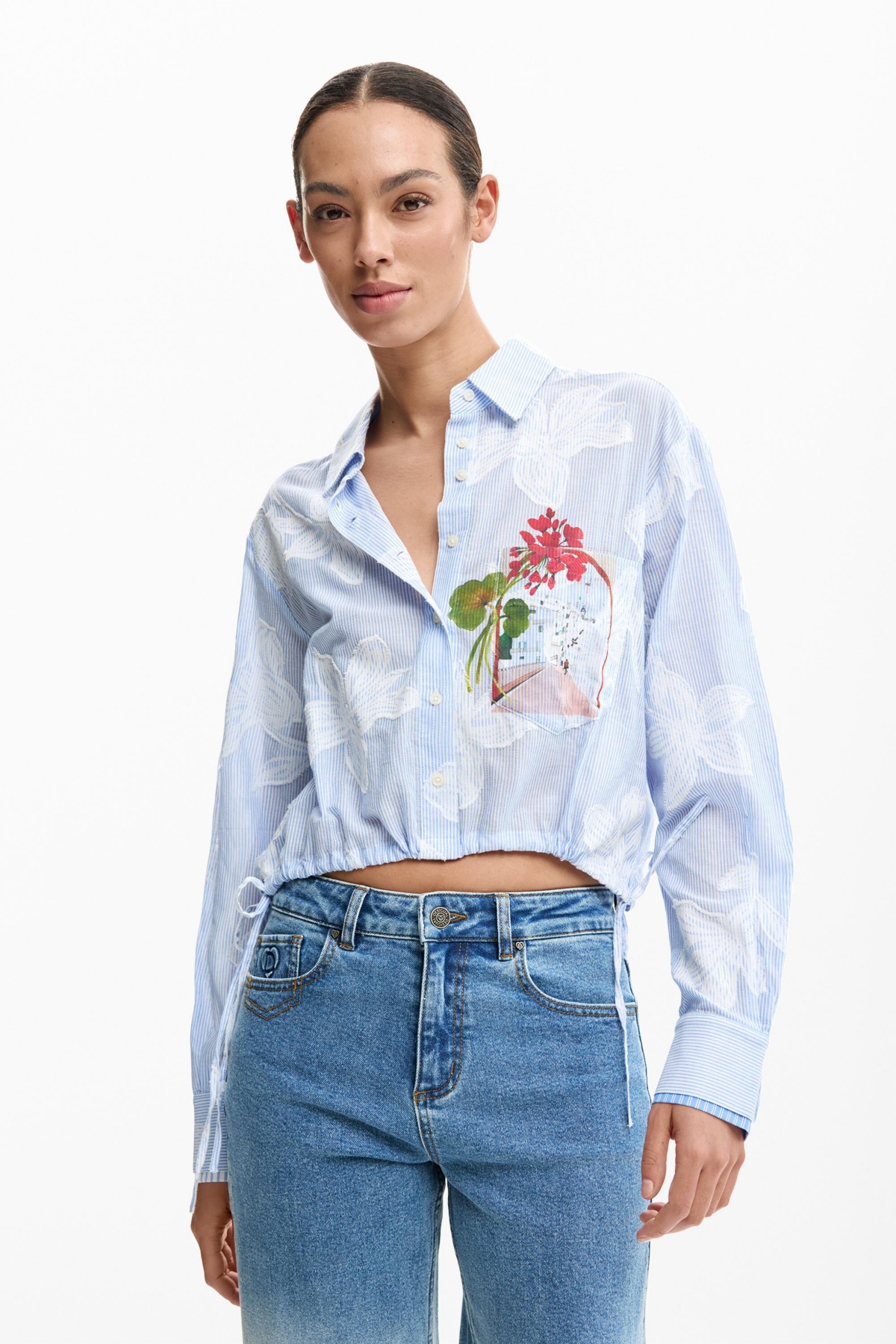 Click here for Desigual Womens Short Printed Shirt - Blue prices