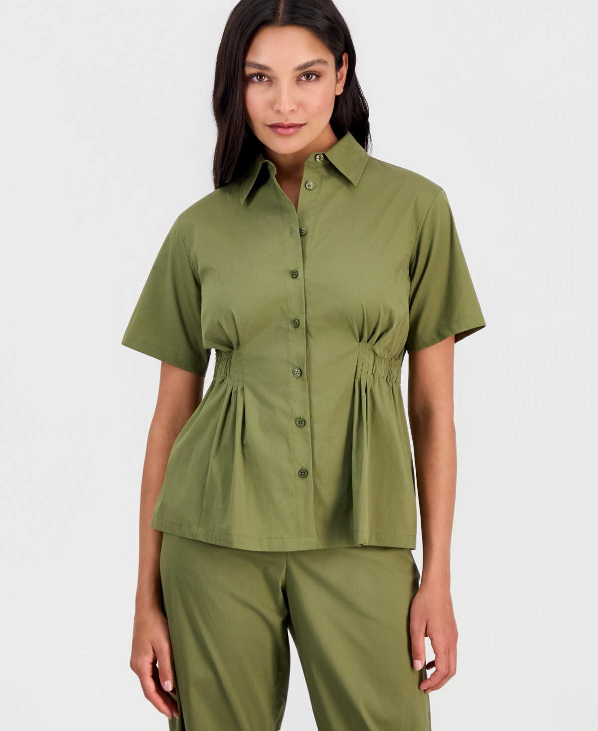 Click here for Anne Klein Womens Side-Pleat Button-Front Shirt  R... prices