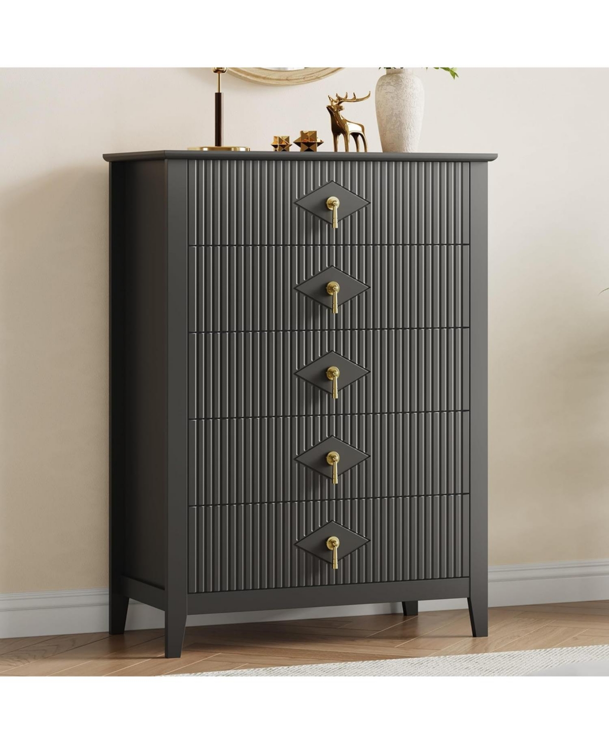 Click here for gaomon Fluted 5-Drawer Dresser  42.9 Tall Modern C... prices