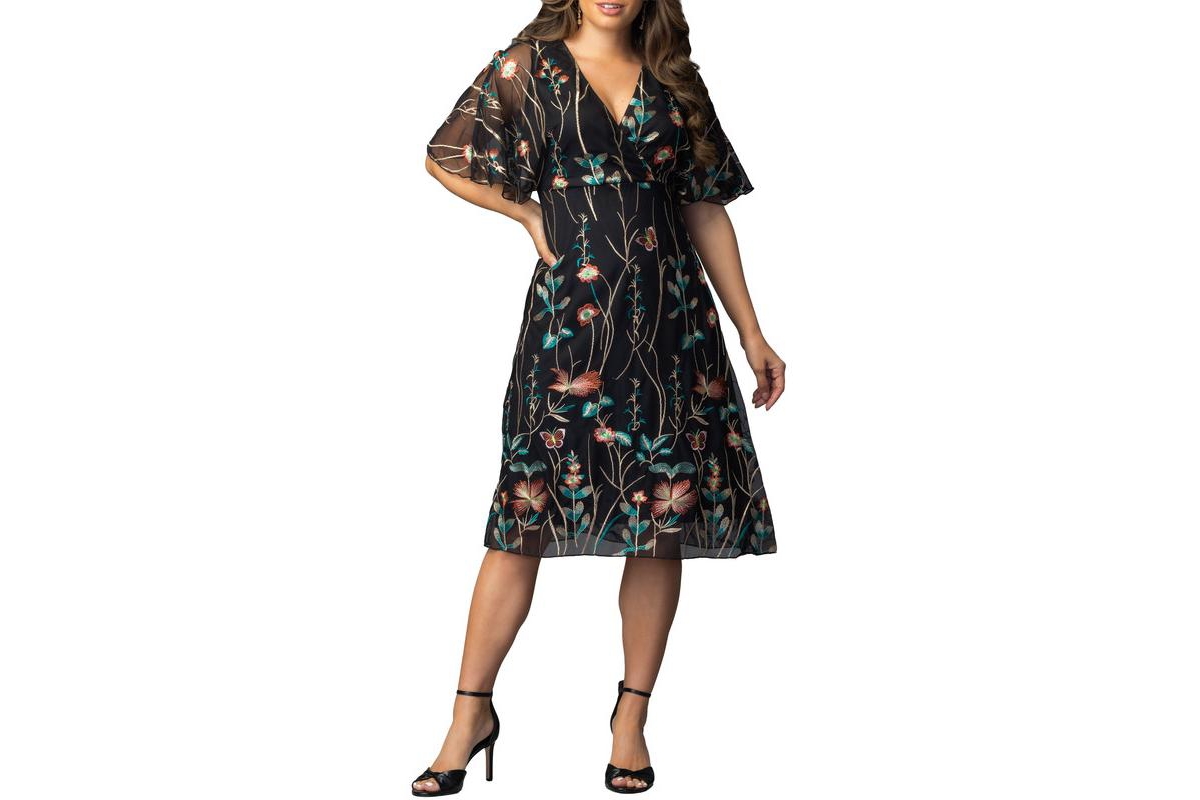 Click here for Kiyonna Womens Sonnet Embroidered Cocktail Dress -... prices