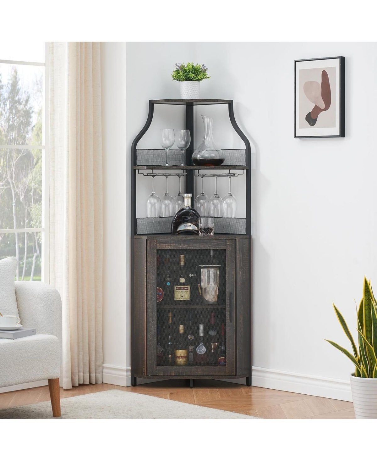 Click here for gaomon Industrial Corner Wine Bar Cabinet  5-Tier... prices