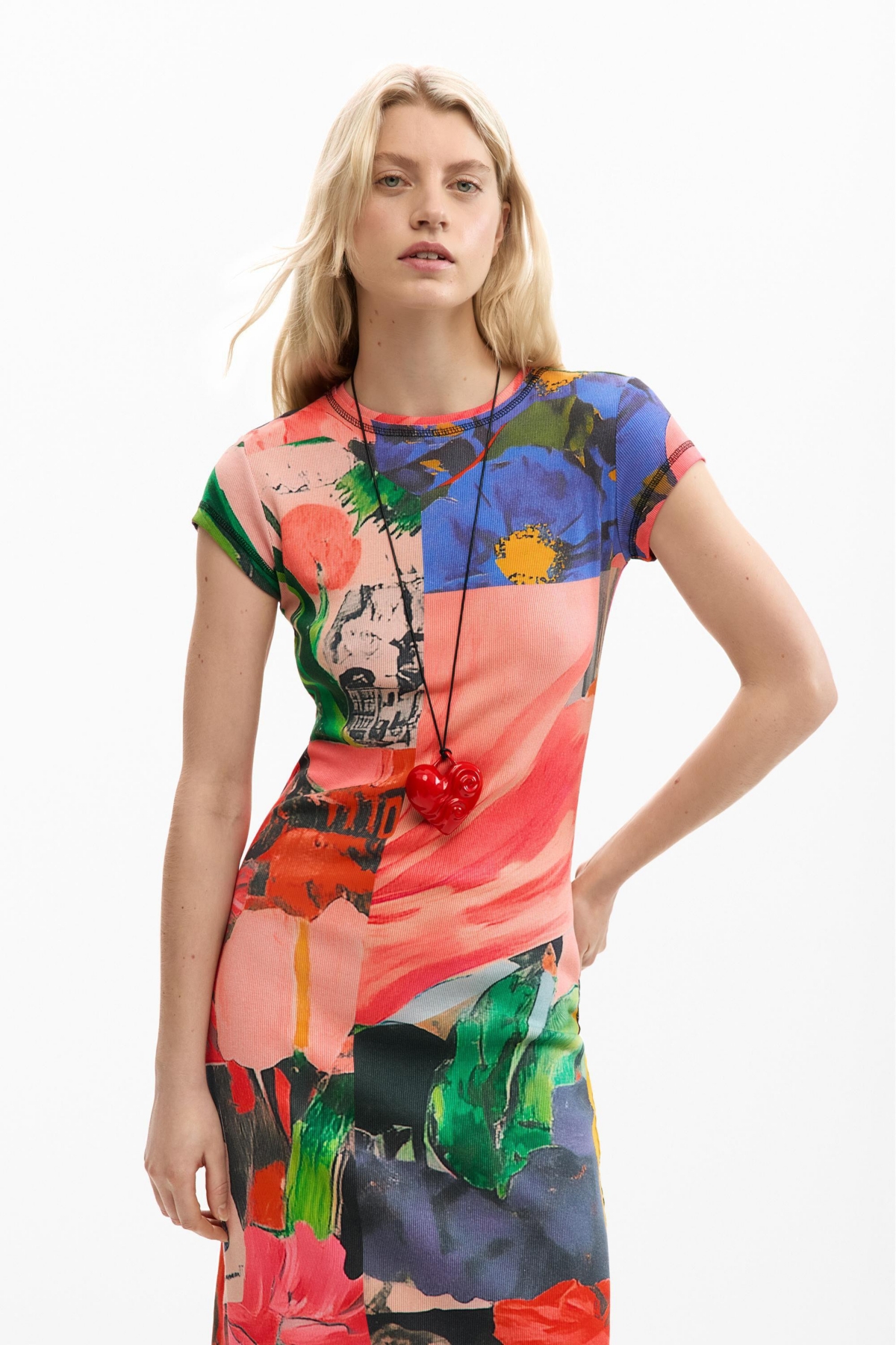 Click here for Desigual Womens Printed fitted dress - Pink prices