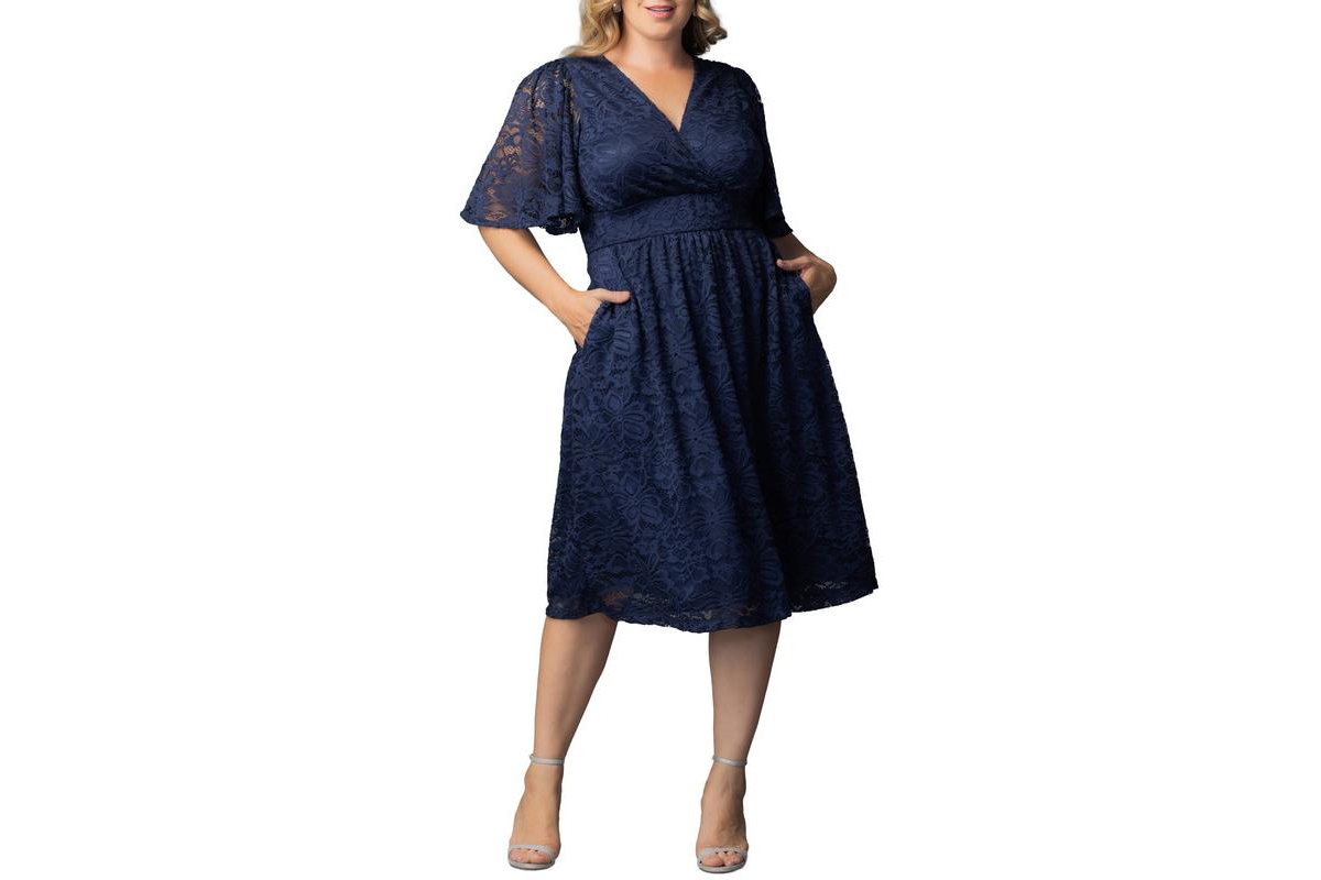 Click here for Kiyonna Plus Size Fable Lace Cocktail Dress - Noct... prices
