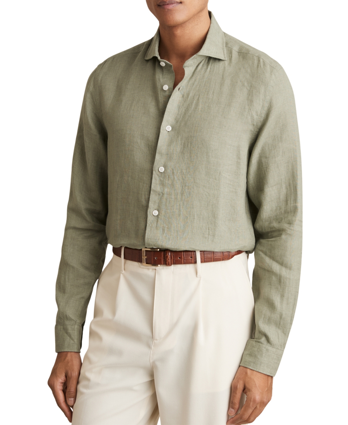 Click here for Reiss Mens Linen Cutaway Collar Regular Fit Shirt... prices