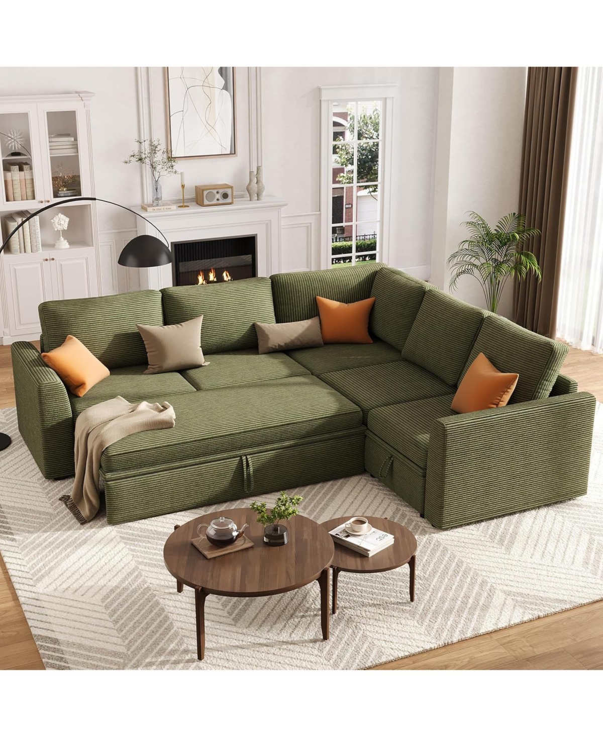 Click here for gaomon Corduroy U Shaped Sectional Sleeper Sofa wi... prices