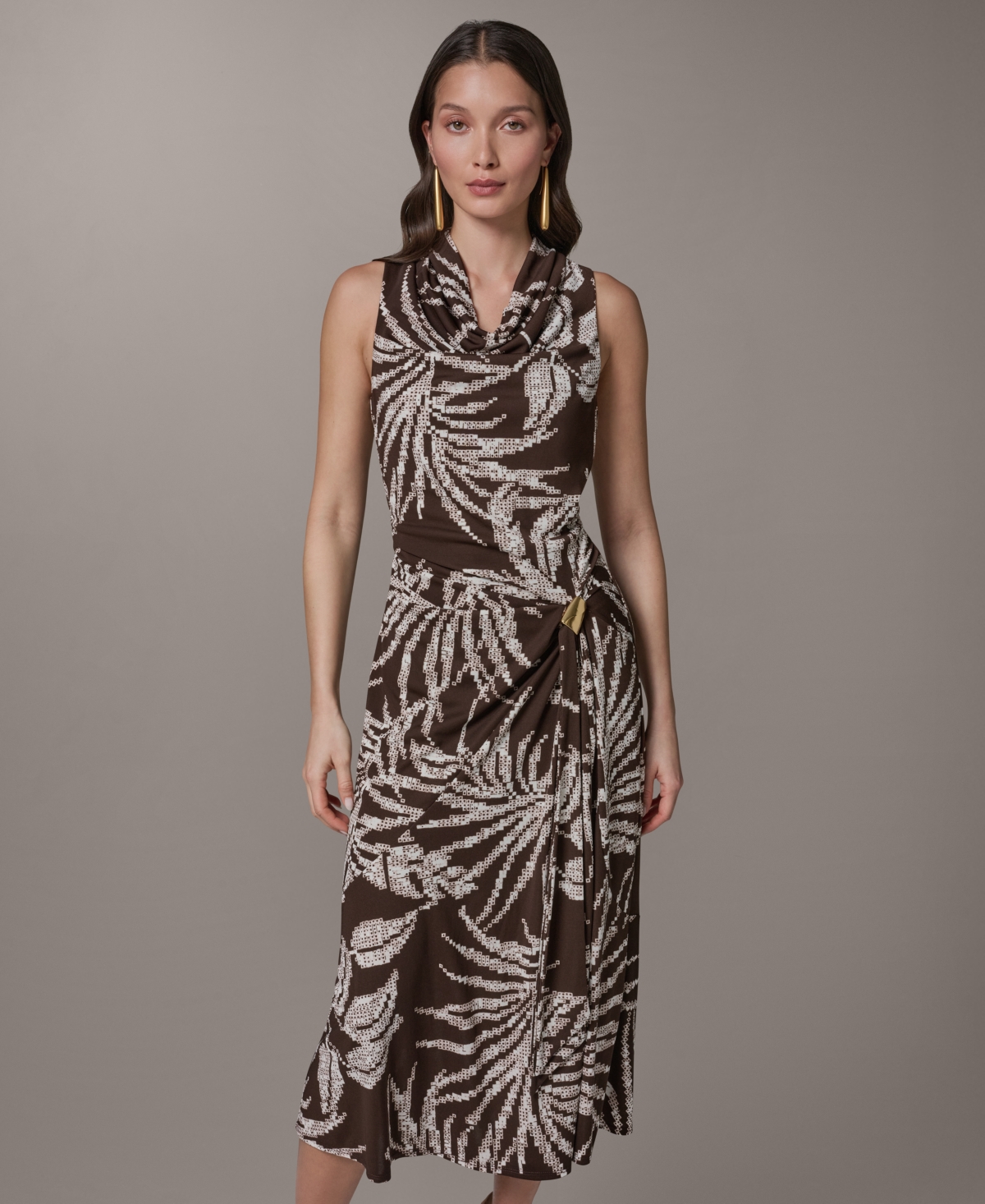 Click here for Donna Karan New York Womens Printed Cowl Neck Midi... prices