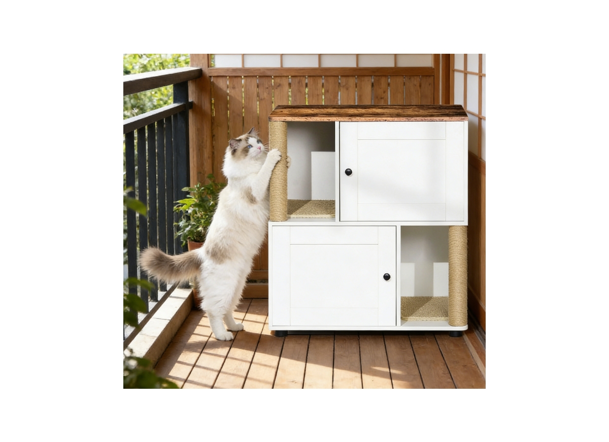 Click here for Zeus & Ruta Double-Cat Litter Enclosure with Dual... prices