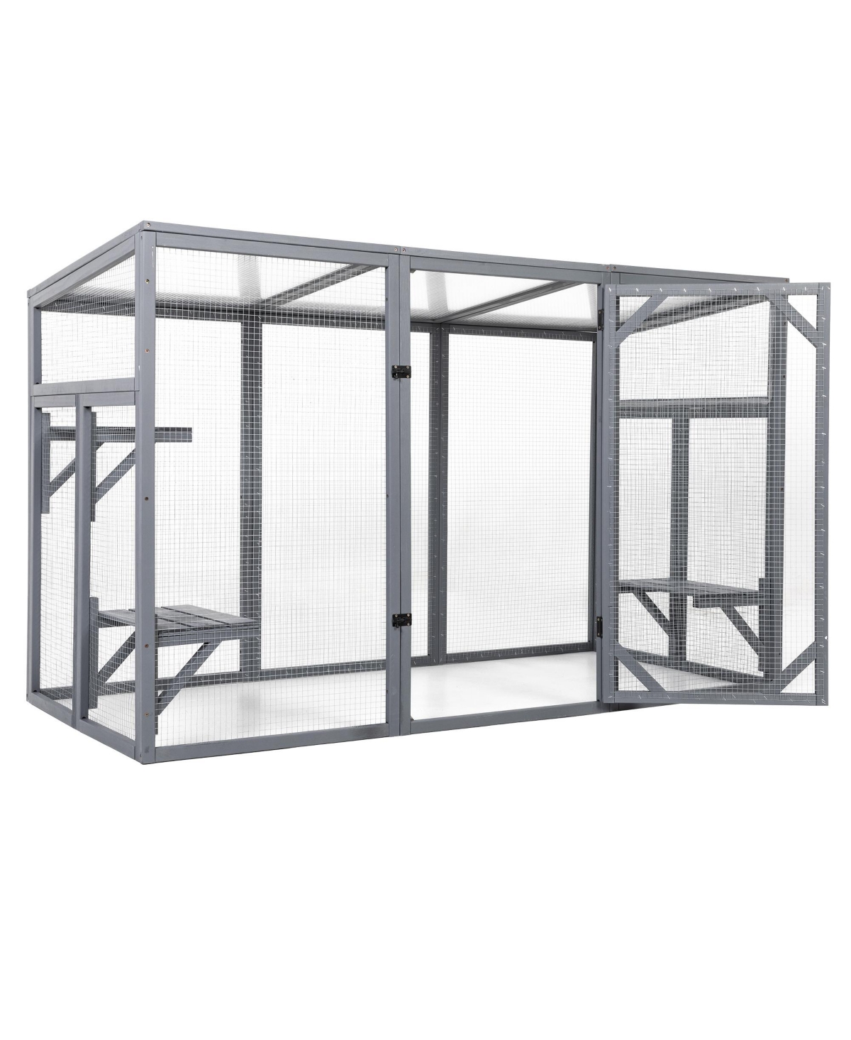 Click here for Zeus & Ruta Outdoor Wooden Cat Enclosure with 3-Ti... prices