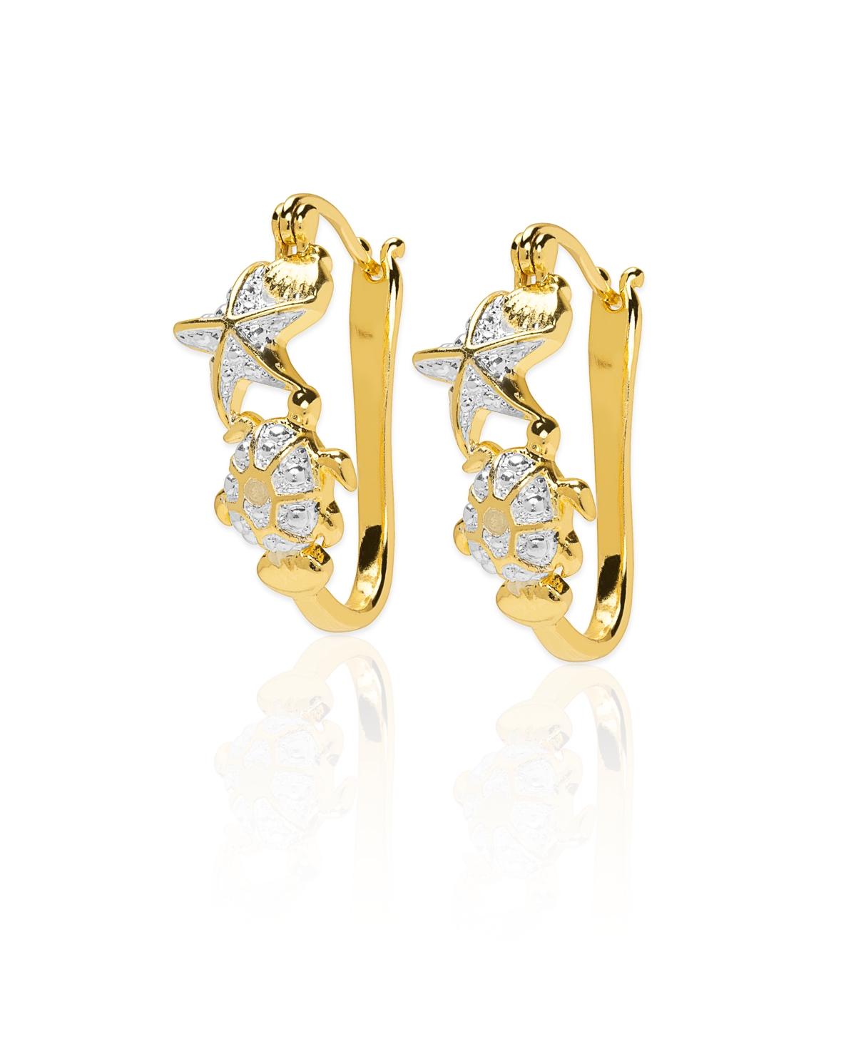 Click here for Macys Diamond Accent 0.01 ct. t. w. Sealife Hoop E... prices