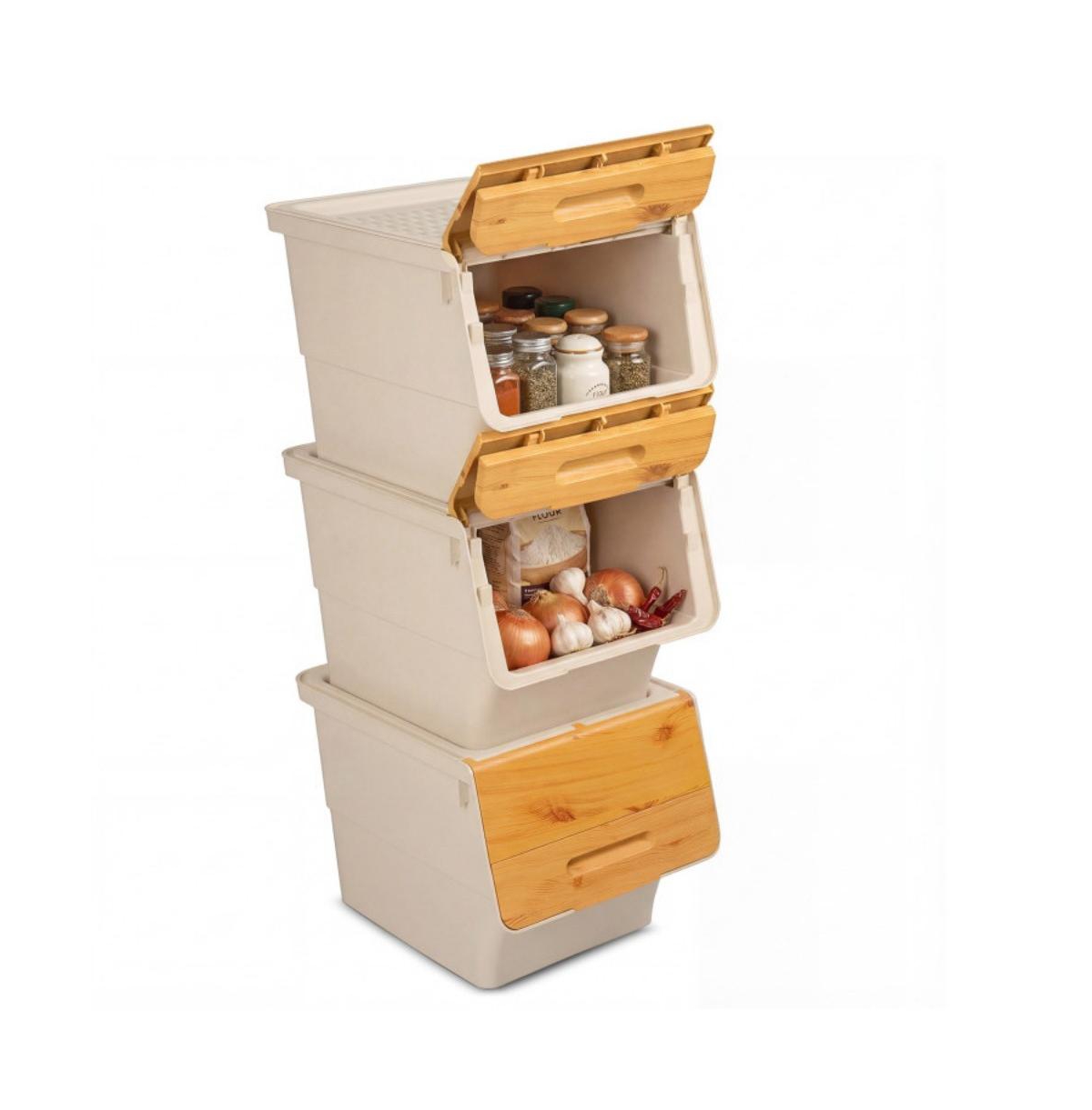 Click here for Gouun 3 Pieces Storage Bins on Wheels Stackable Pl... prices