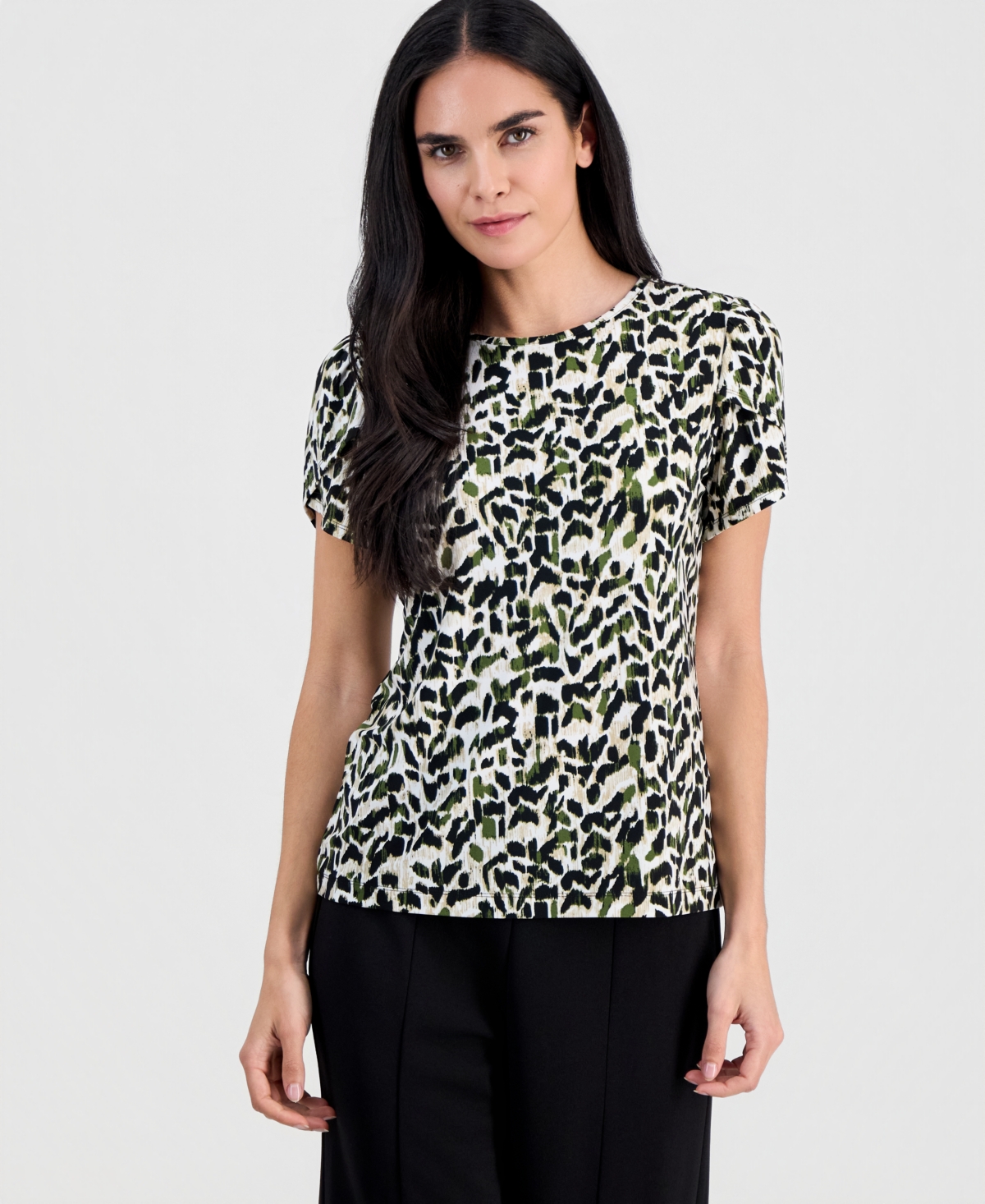Click here for Anne Klein Essentials Petite Short-Tulip-Sleeve Bl... prices
