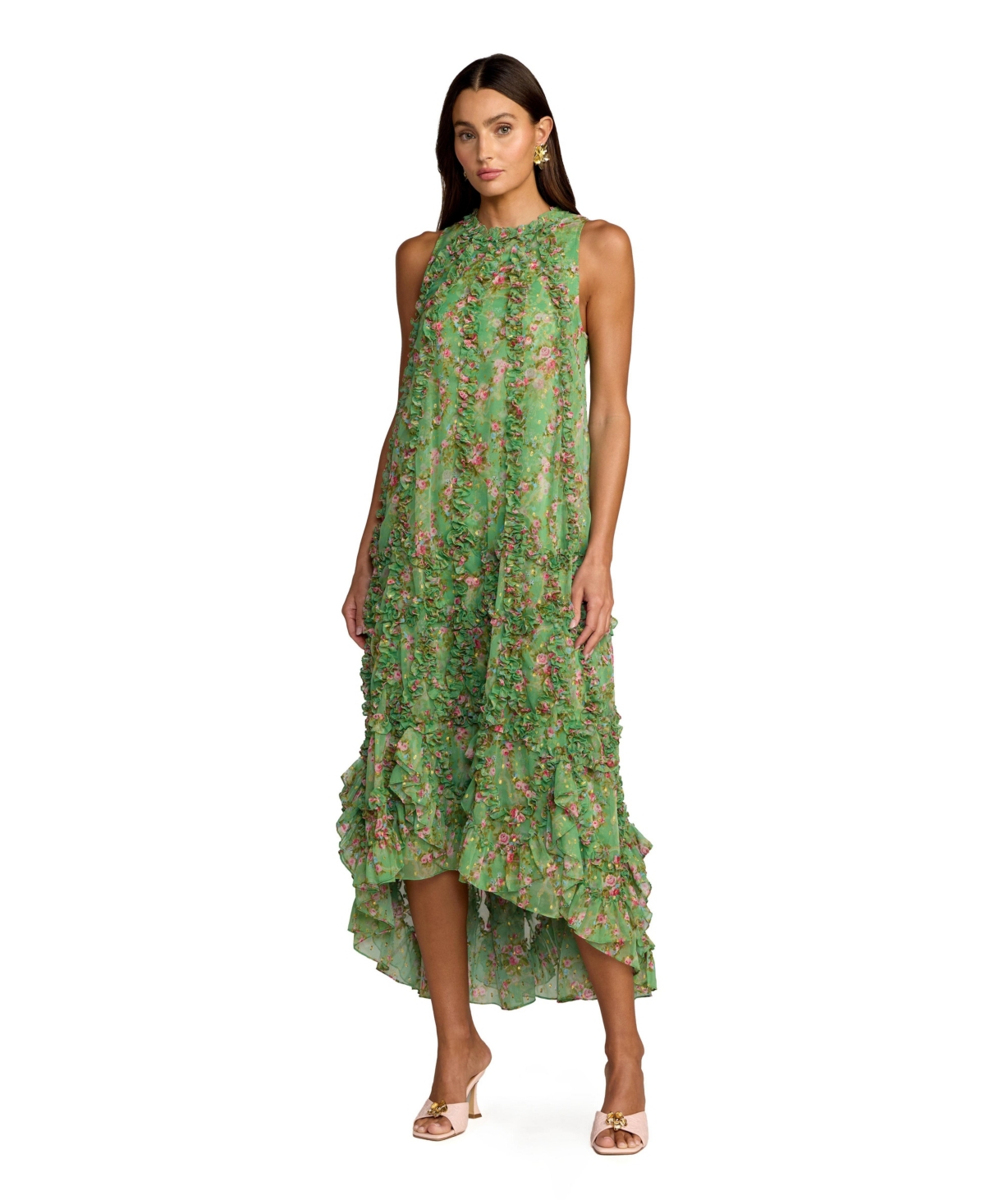 Click here for Mac Duggal Womens Sleeveless Floral Chiffon Midi D... prices